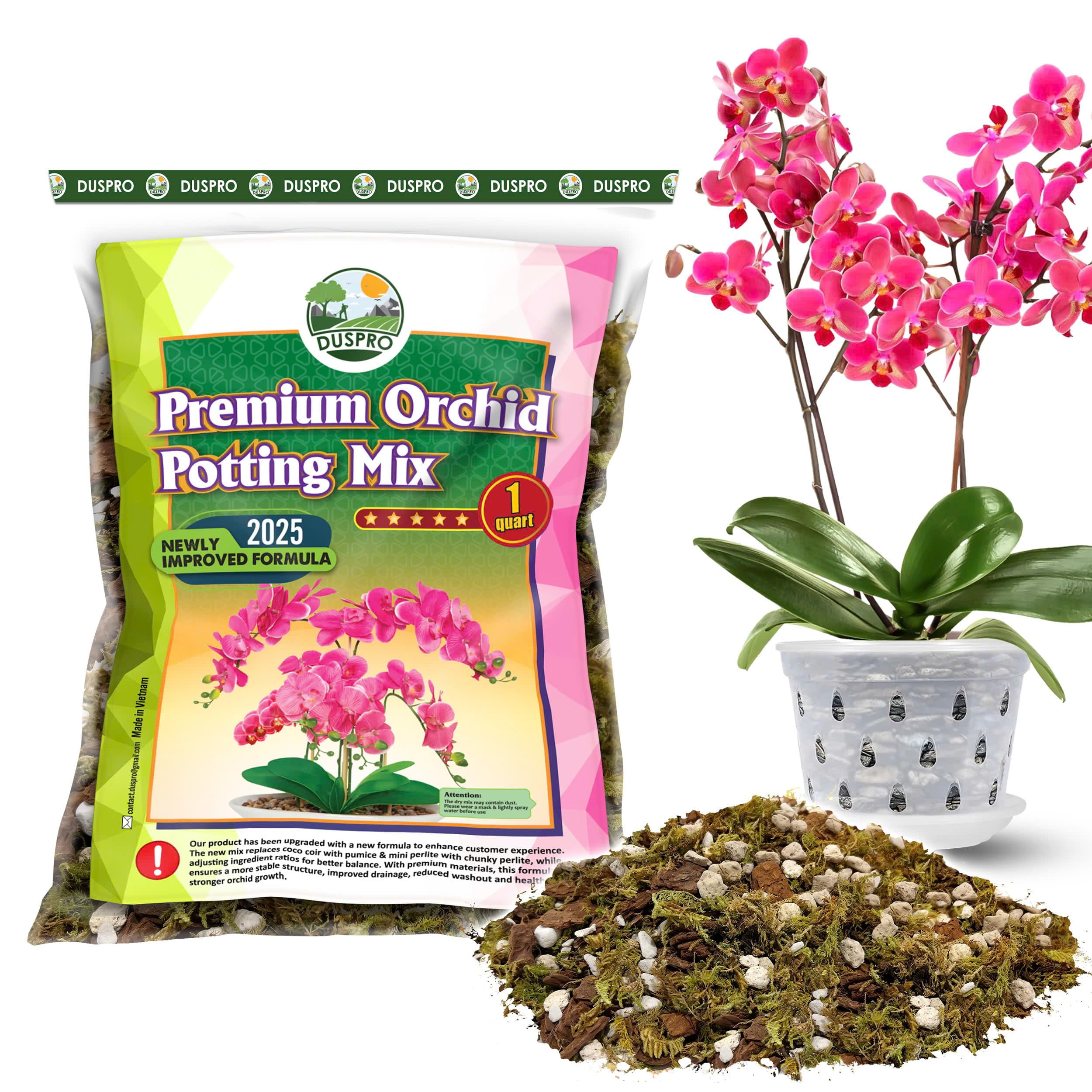 [Upgraded] DUSPRO Orchid Potting JKF25 Mix for Repotting Moss, Pine ...