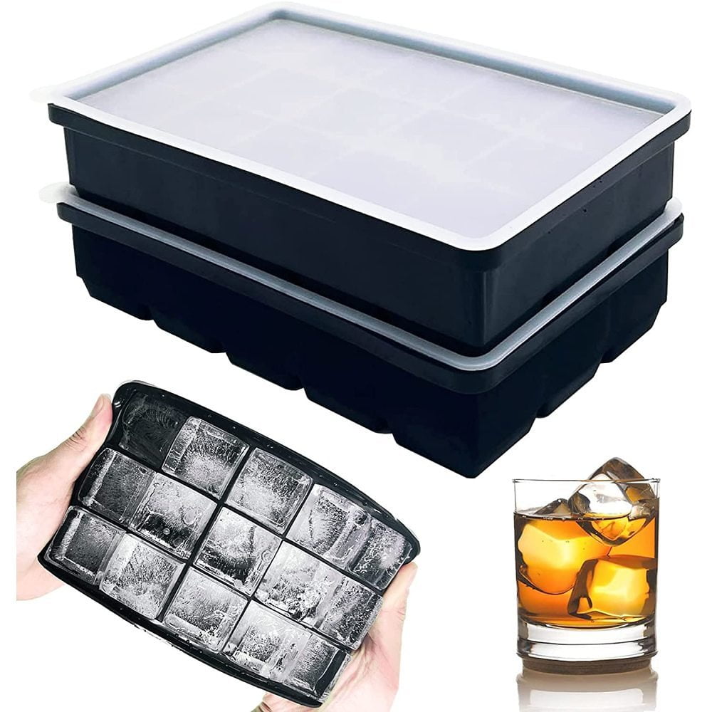 Ice Cube Trays With Removable Silicone Lids, Large Square Ice Cube Trays, Easy To Pop Out And ...