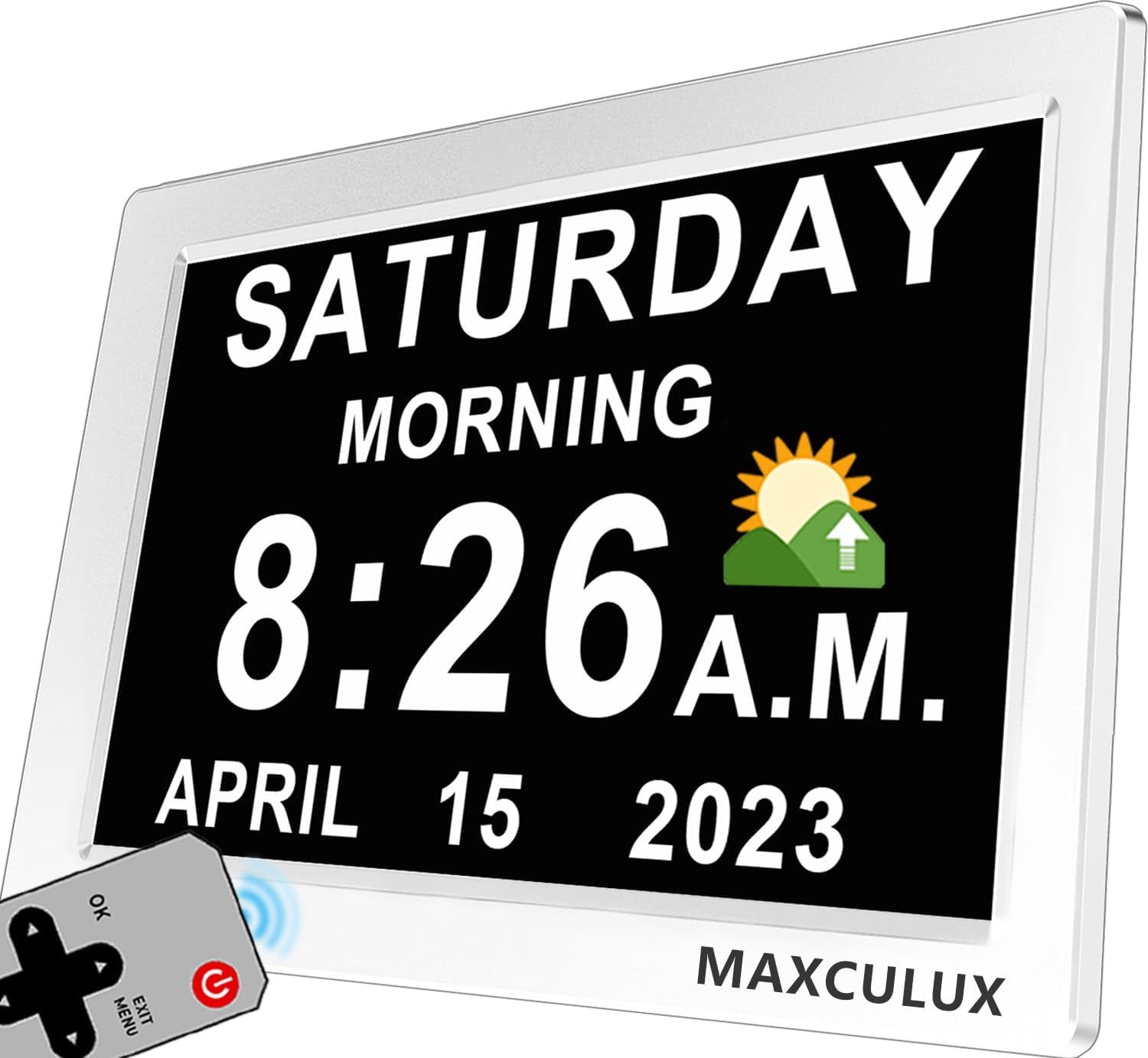 【Upgraded】 Digtal Clock With Day And Date For Seniors, Auto Dst, 19 ...
