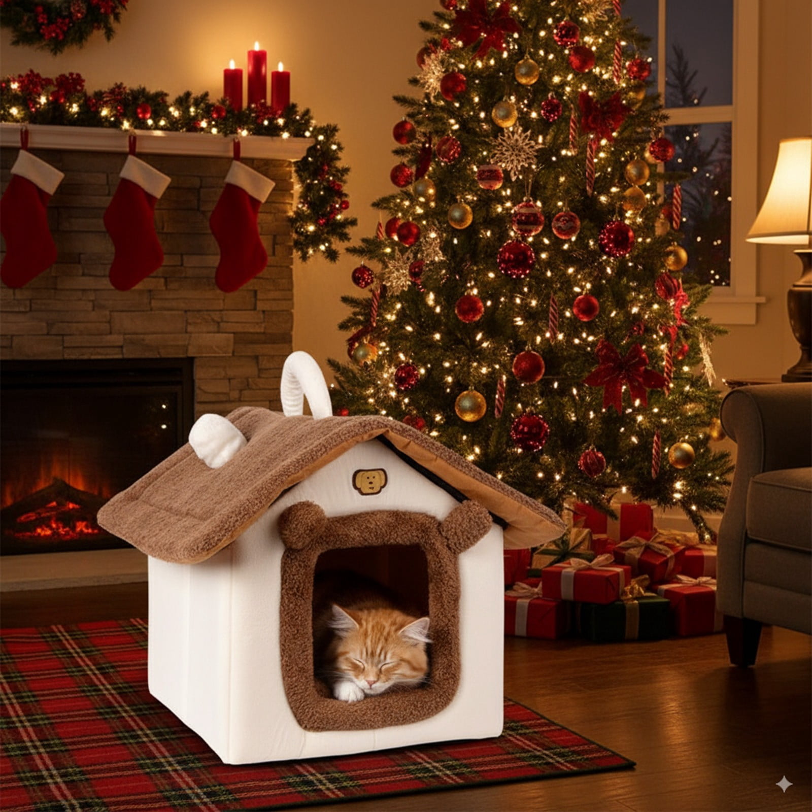 Upgraded Dog House Indoor Foldable Soft Kennel Bed Warm Cats House ...