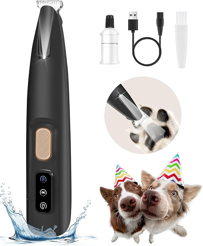 Upgraded Dog Paw Trimmer with LED Light, 18 mm Widen Blade, 35 dB Low ...
