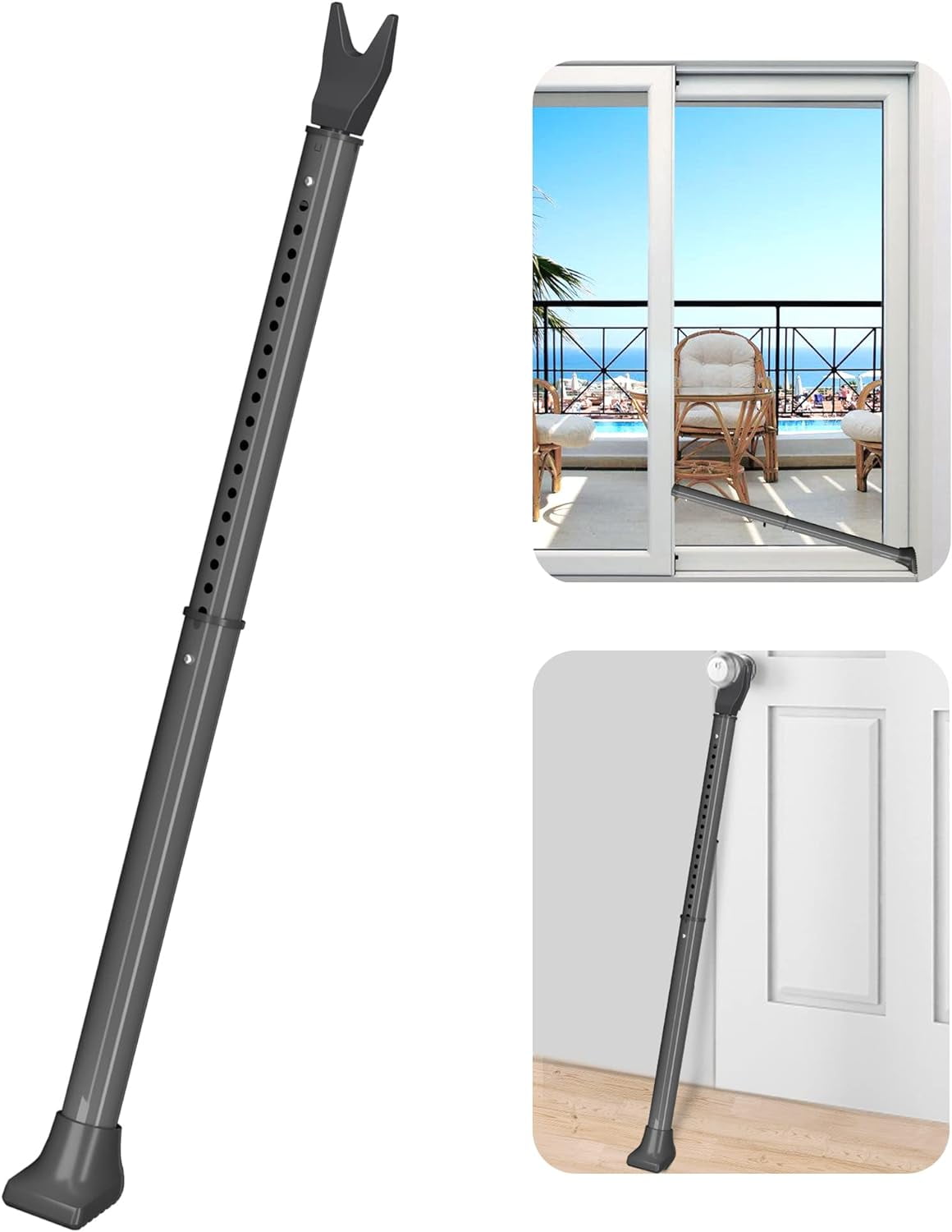 Upgraded Door Security Bar & Sliding Patio Bar, Heavy Duty Stoppers ...