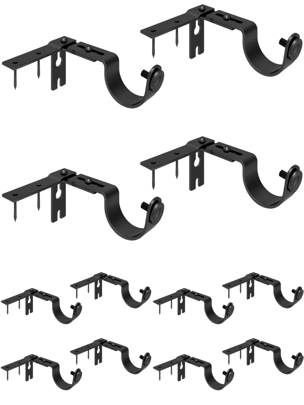 Upgraded No Drill Single Curtain Rod Bracket, Metal Heavy Duty Curtain ...