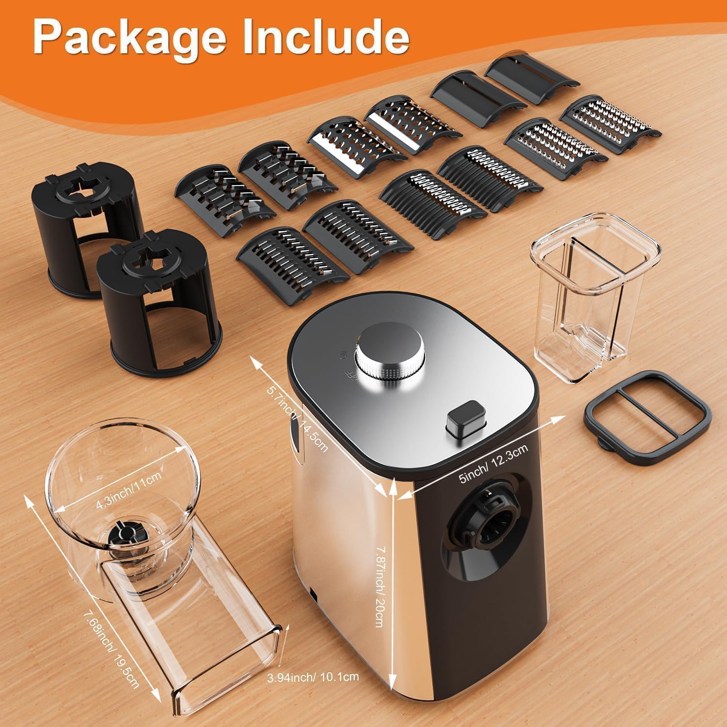 Upgraded Electric Cheese Shredder 400W with 6 Interchangeable Blades ...