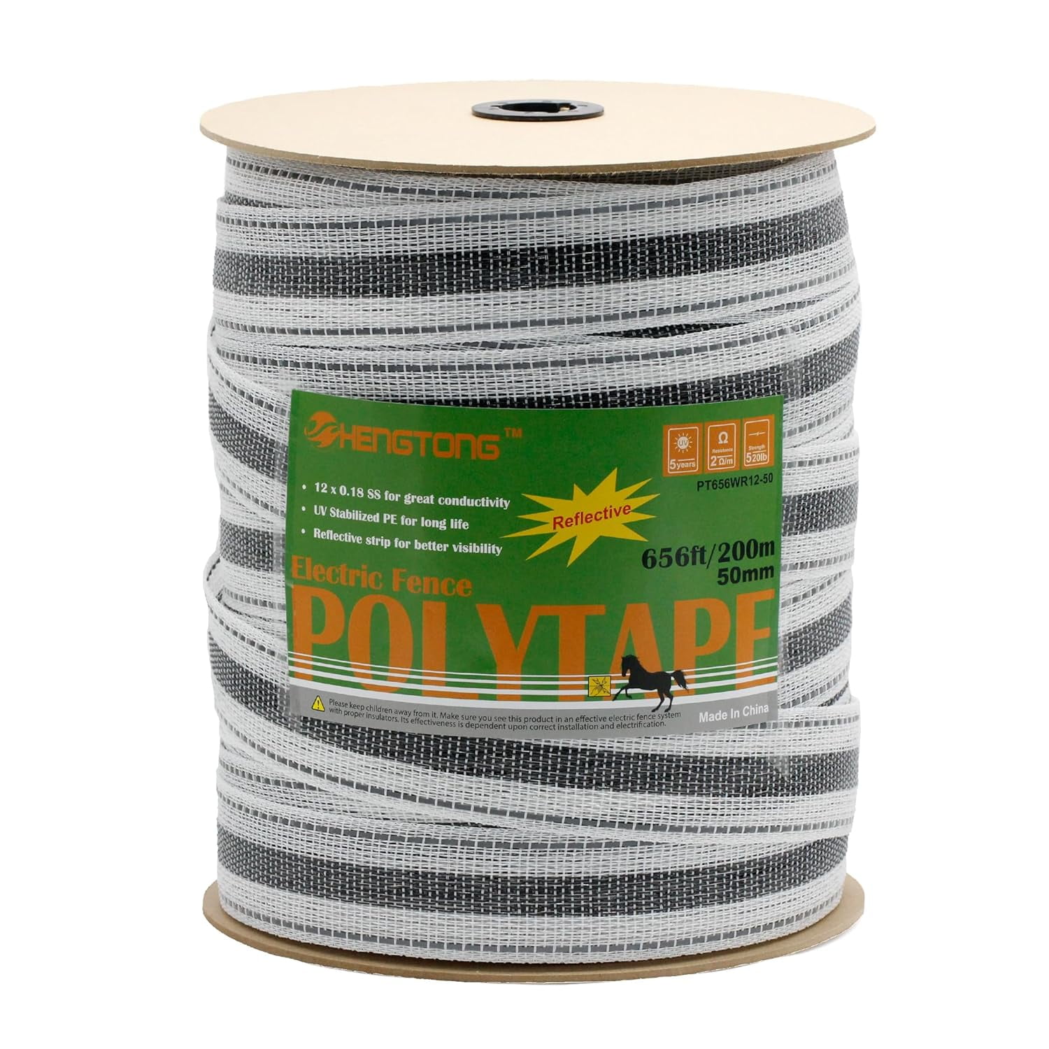 Upgraded Electric Fence Poly Tape with Reflective Strip, Horse Fencing ...