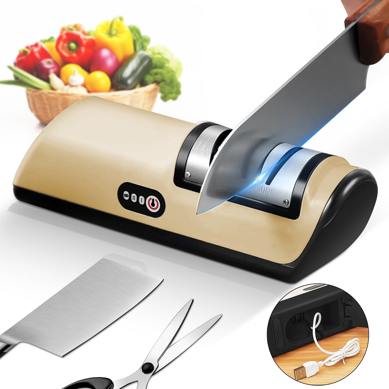 Upgraded Electric Knife Sharpener, 2-Stage High-speed Knife Sharpener ...