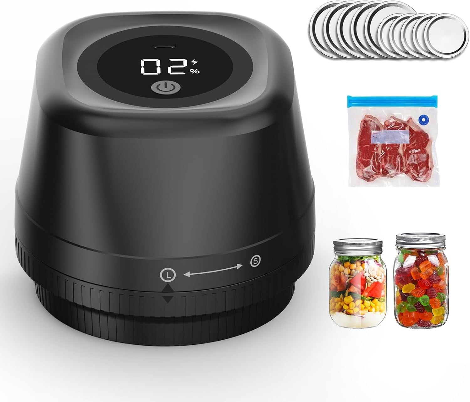 Upgraded Electric Mason Jar Vacuum Sealer, 3-in-1 Automatic Vacuum ...