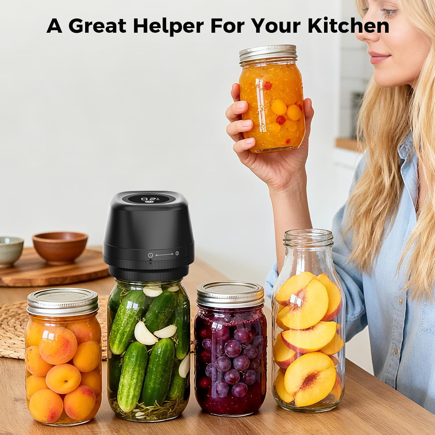 Upgraded Electric Mason Jar Vacuum Sealer, 3-in-1 Automatic Vacuum ...