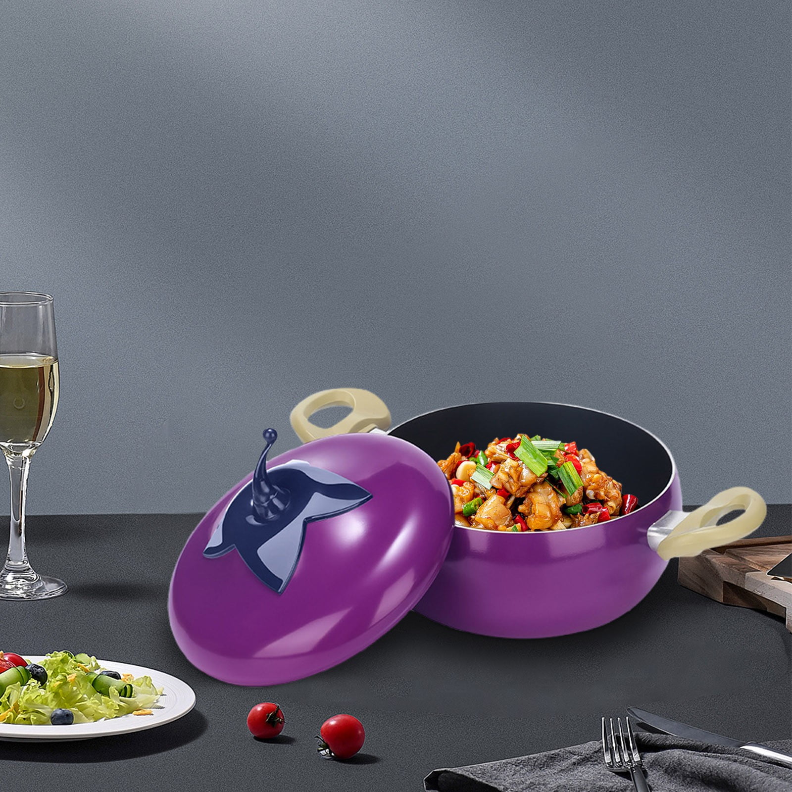 Upgraded Enamel Cast Iron Stock Pot Tomato Cocotte, Fruit Shaped Pan, Multifunction Cooking Pot ...