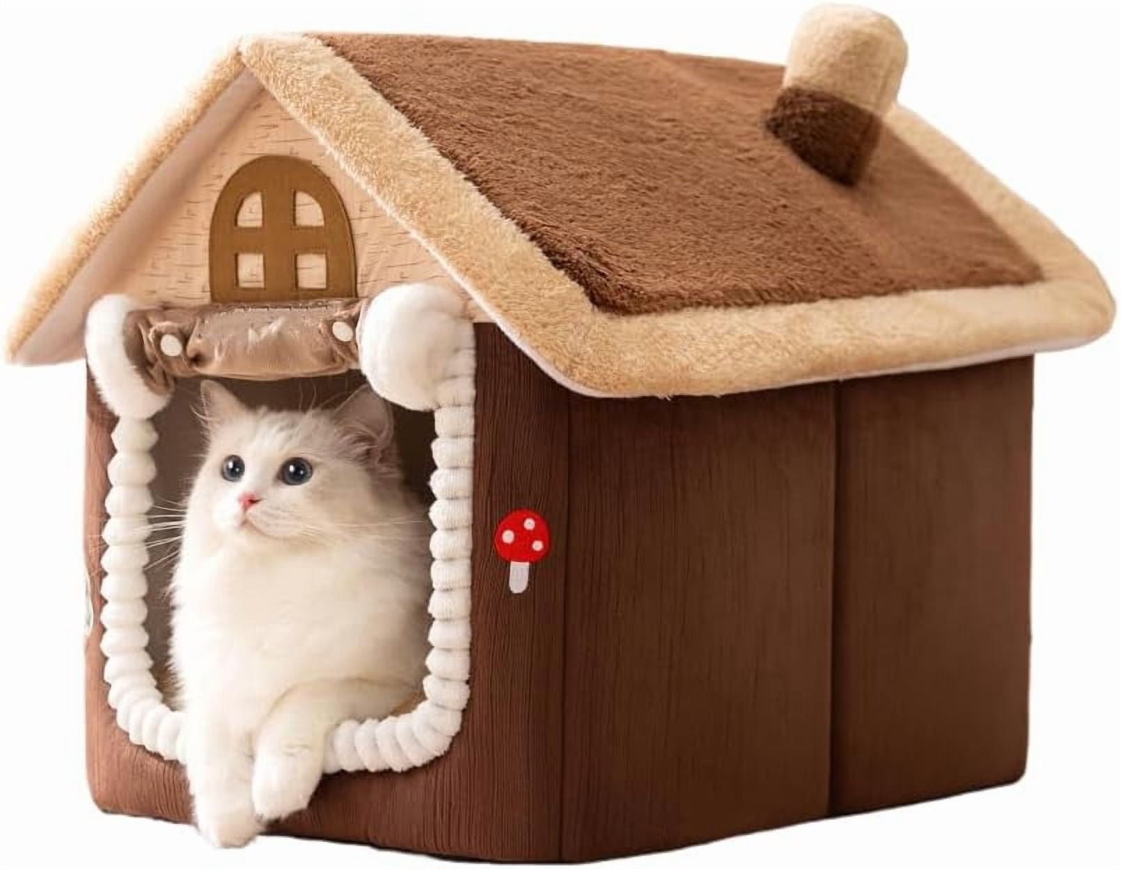 Upgraded Enclosed Warm Cat House for Indoor Cats, Cozy Cat Cave Bed ...