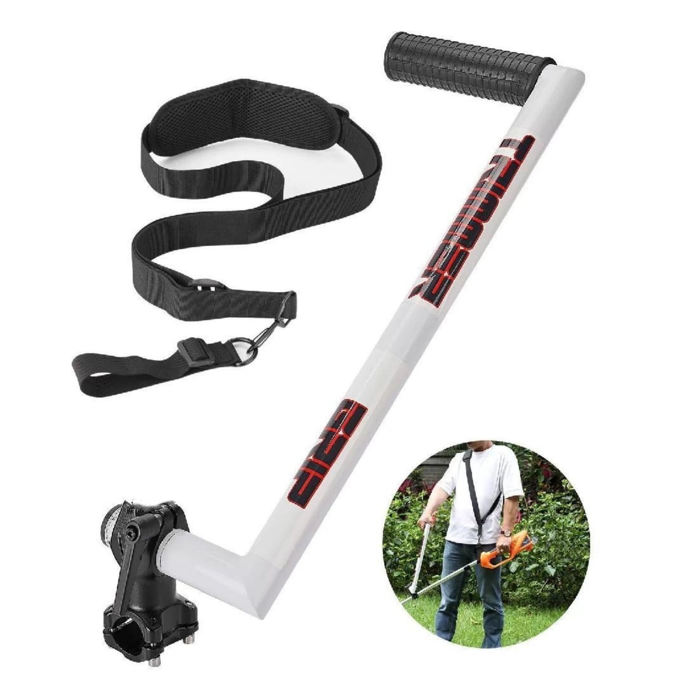 Upgraded Ergonomic String Trimmer Grip - Handle Extension + Shoulder ...