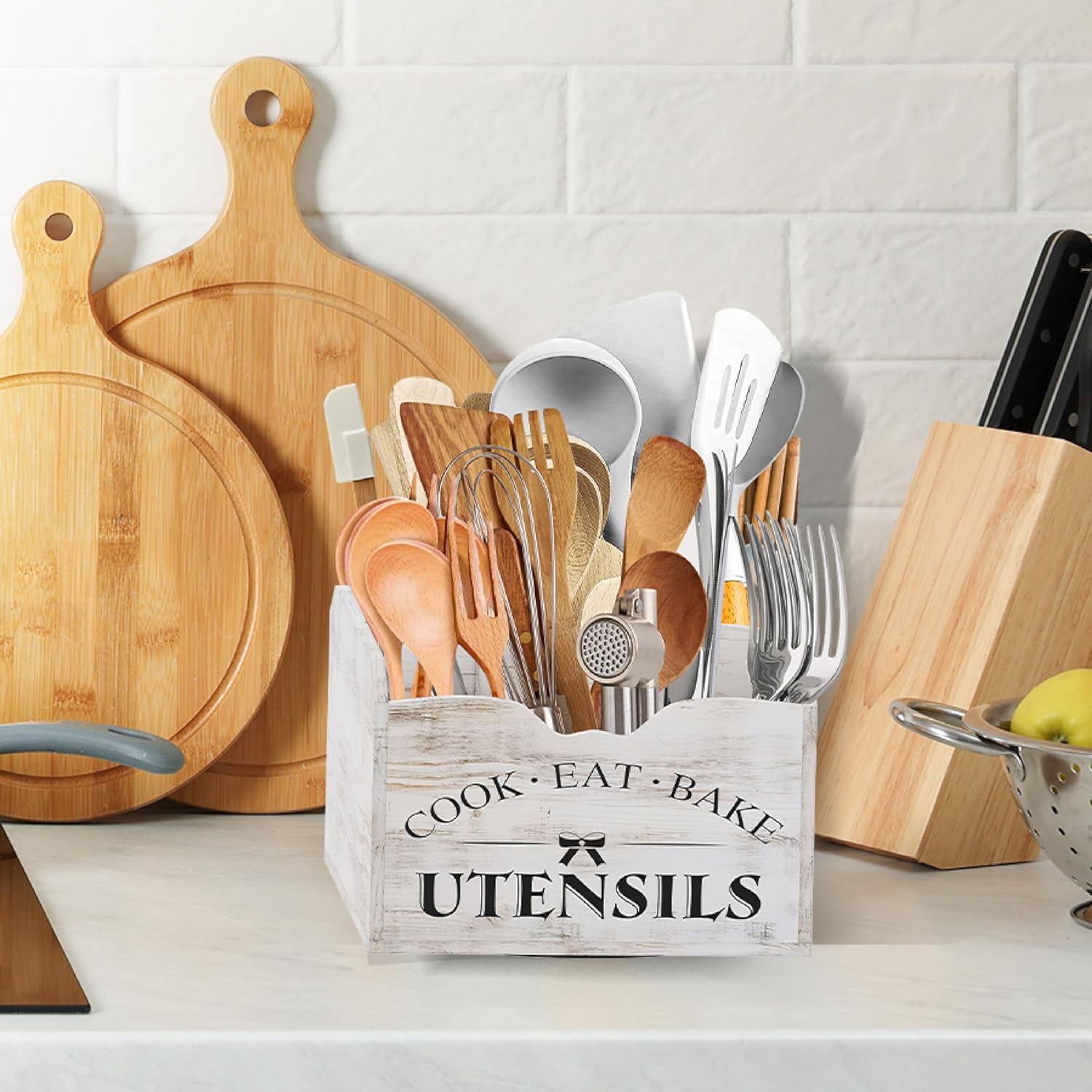 [Upgraded] Extra Large Kitchen Utensil Holder for Countertop with 360 ...