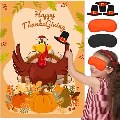Upgraded, Fall Festival Games for Kids, Pin The Hat on The Turkey ...