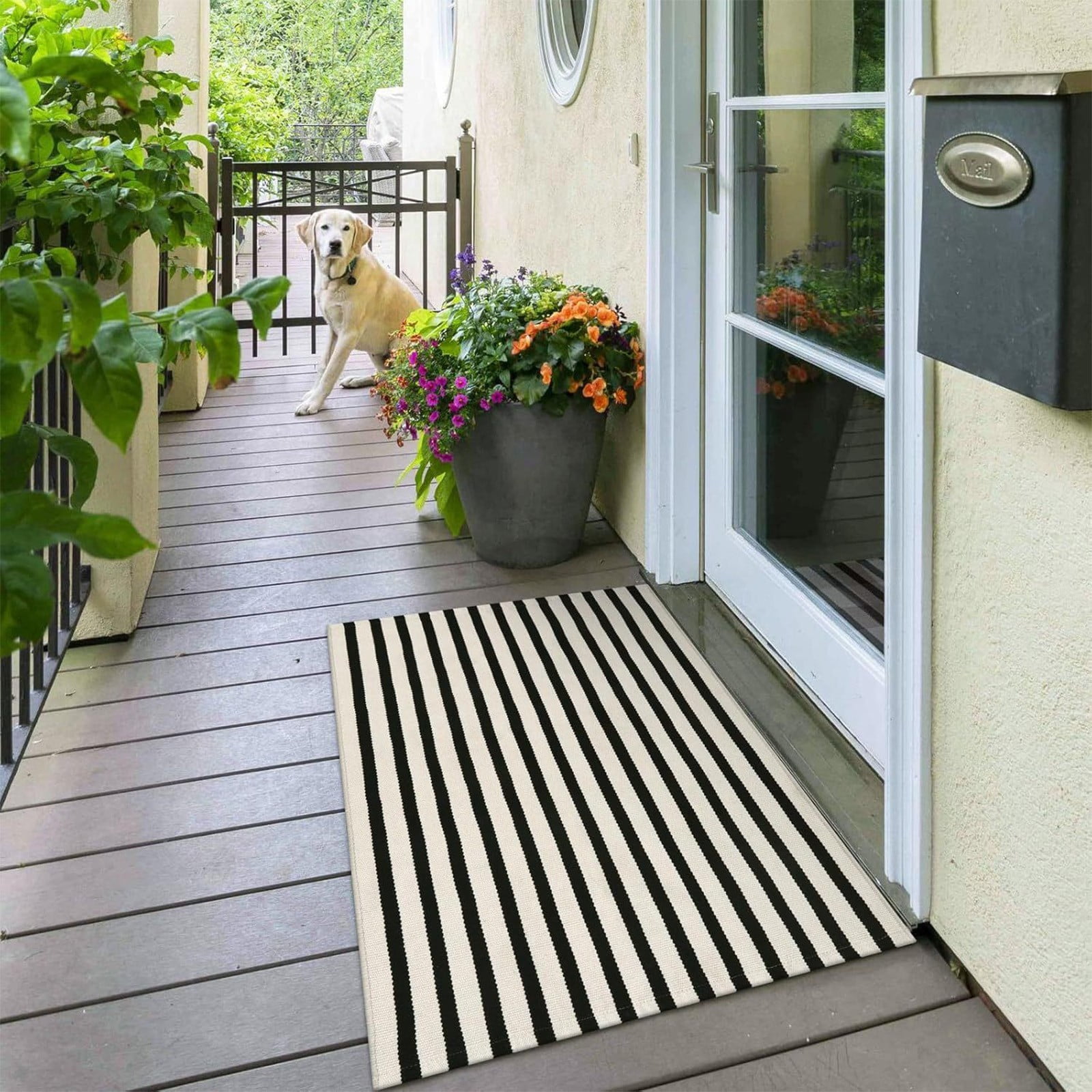 Upgraded Fall Thanksgiving Door Mat Striped Front Porch Rug For ...