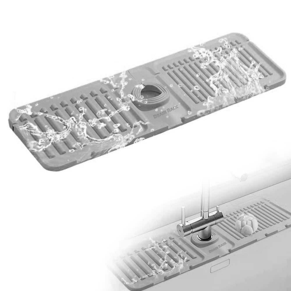 Upgraded Faucet Mat, Silicone Splash Guard with Drip Catcher Tray ...