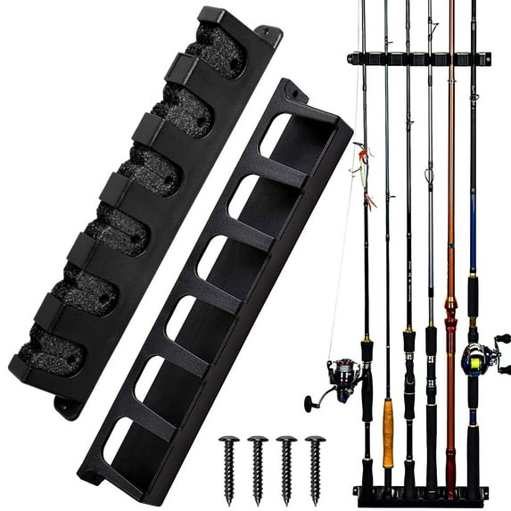 Sunyok Fishing Rod Wall Mounted Vertical Rack with ABS Plastic Holder ...