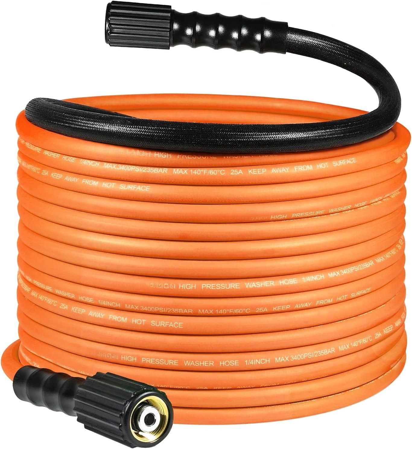 Upgraded Flexible Washer Hose 50 FT 3400 PSI, 1/4" Wear & Kink ...