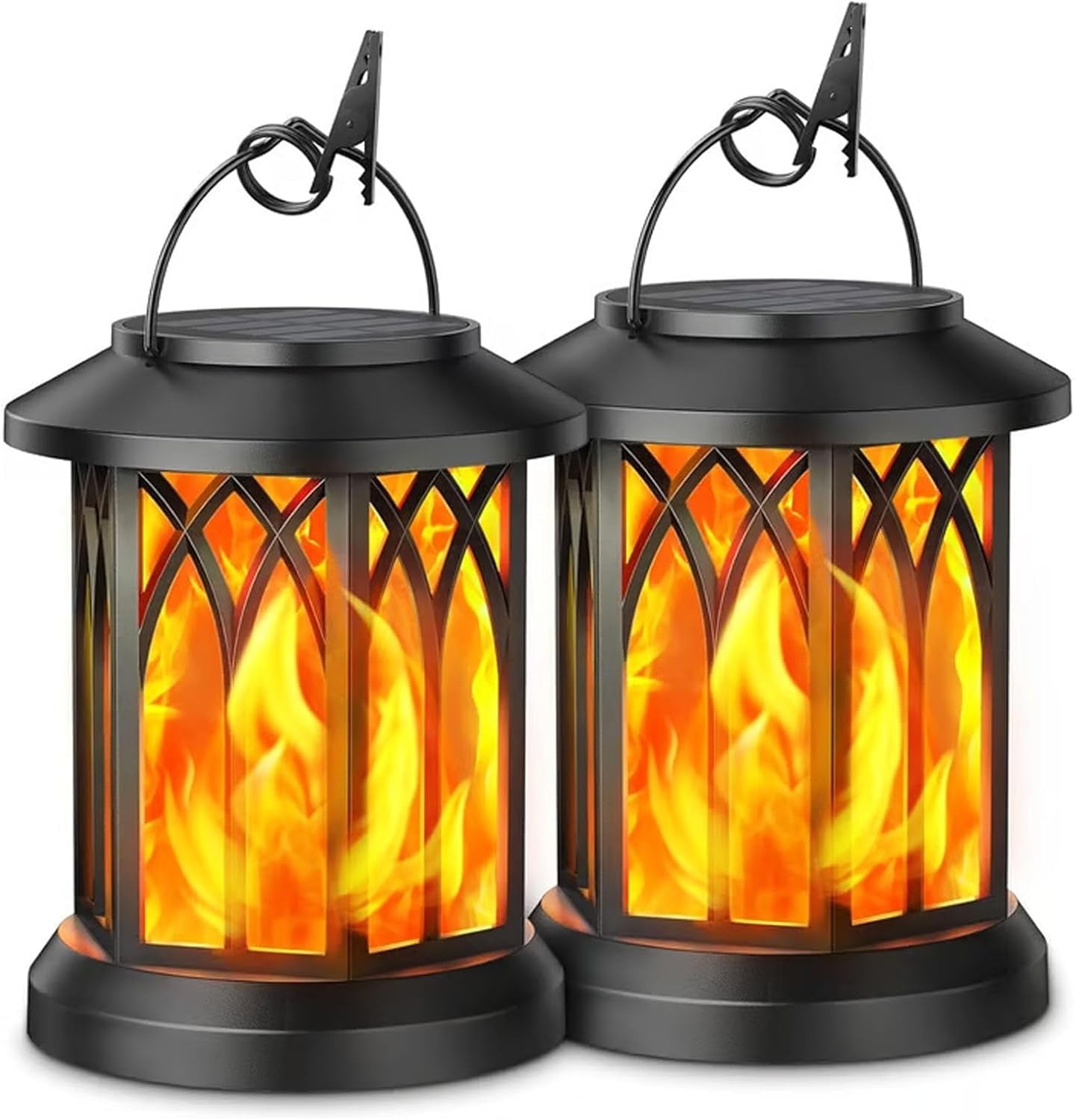 Upgraded Flickering Flame Solar Lantern, Auto On/Off Hanging Waterproof ...