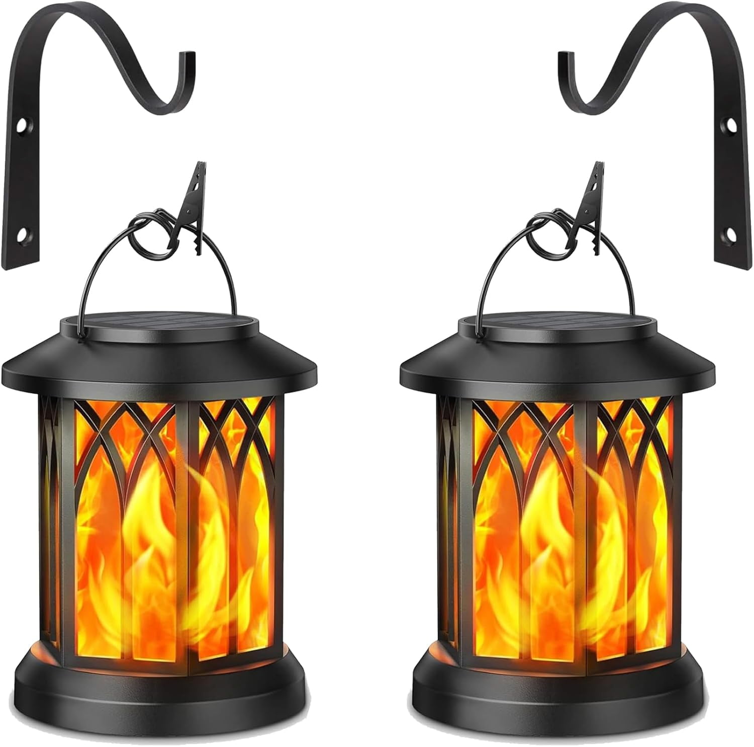 Upgraded Flickering Flame Solar Lantern Outdoor Waterproof Light ...