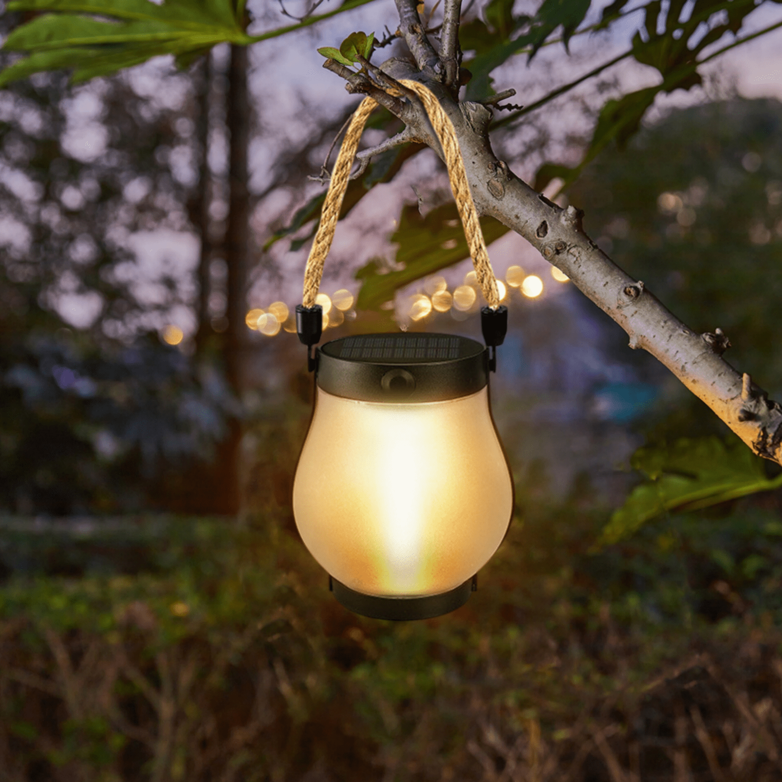 Upgraded Flickering Flame Solar Lantern Outdoor Waterproof Light ...