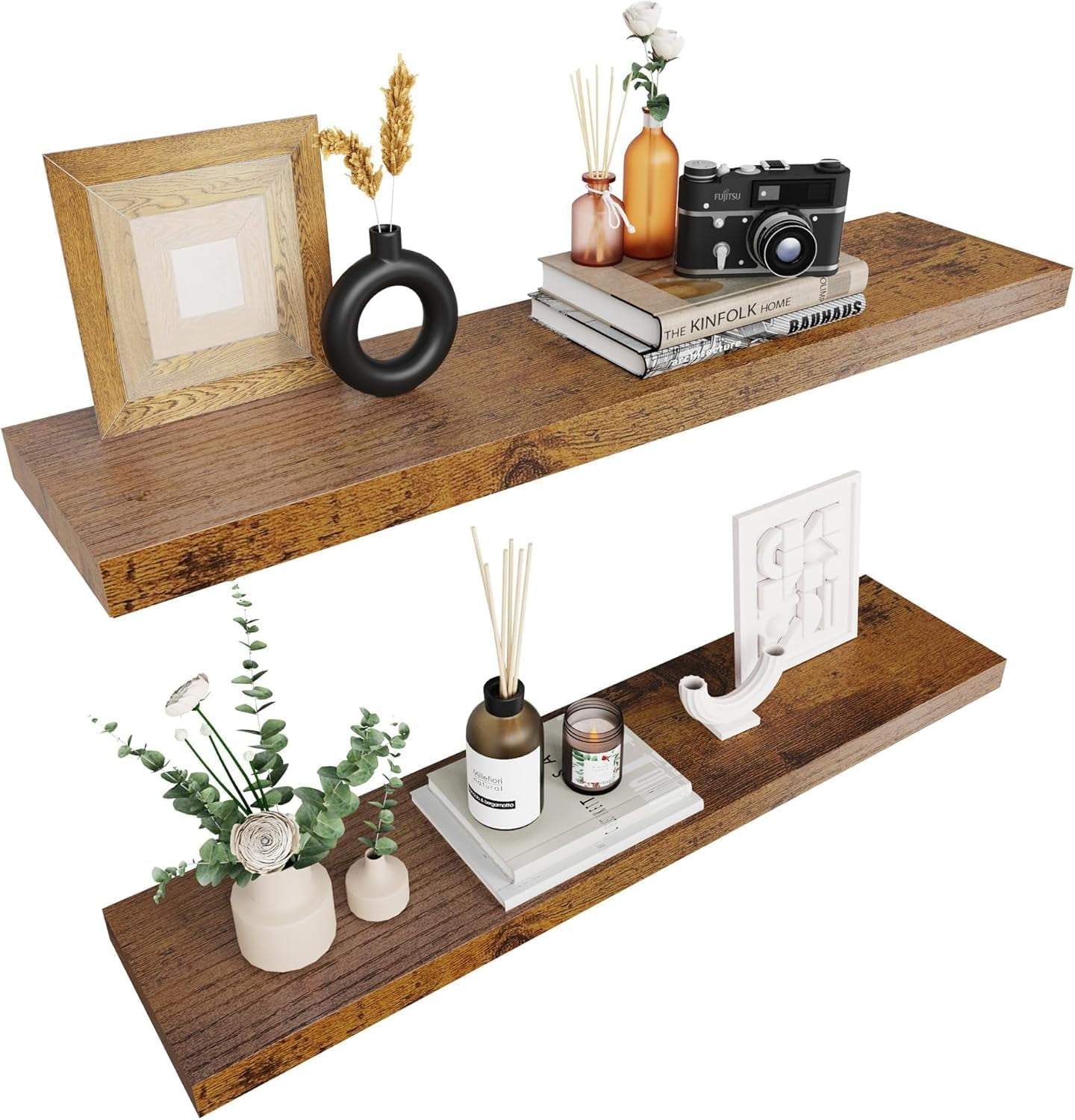 Upgraded Floating Shelves for Wall Brown Wood Wall Shelf for Bedroom ...