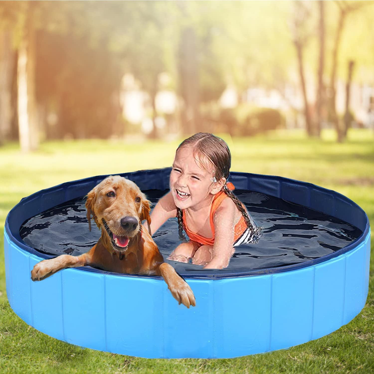 Upgraded Foldable Dog Pet Swimming Pool Plastic Children's Padding Pool ...