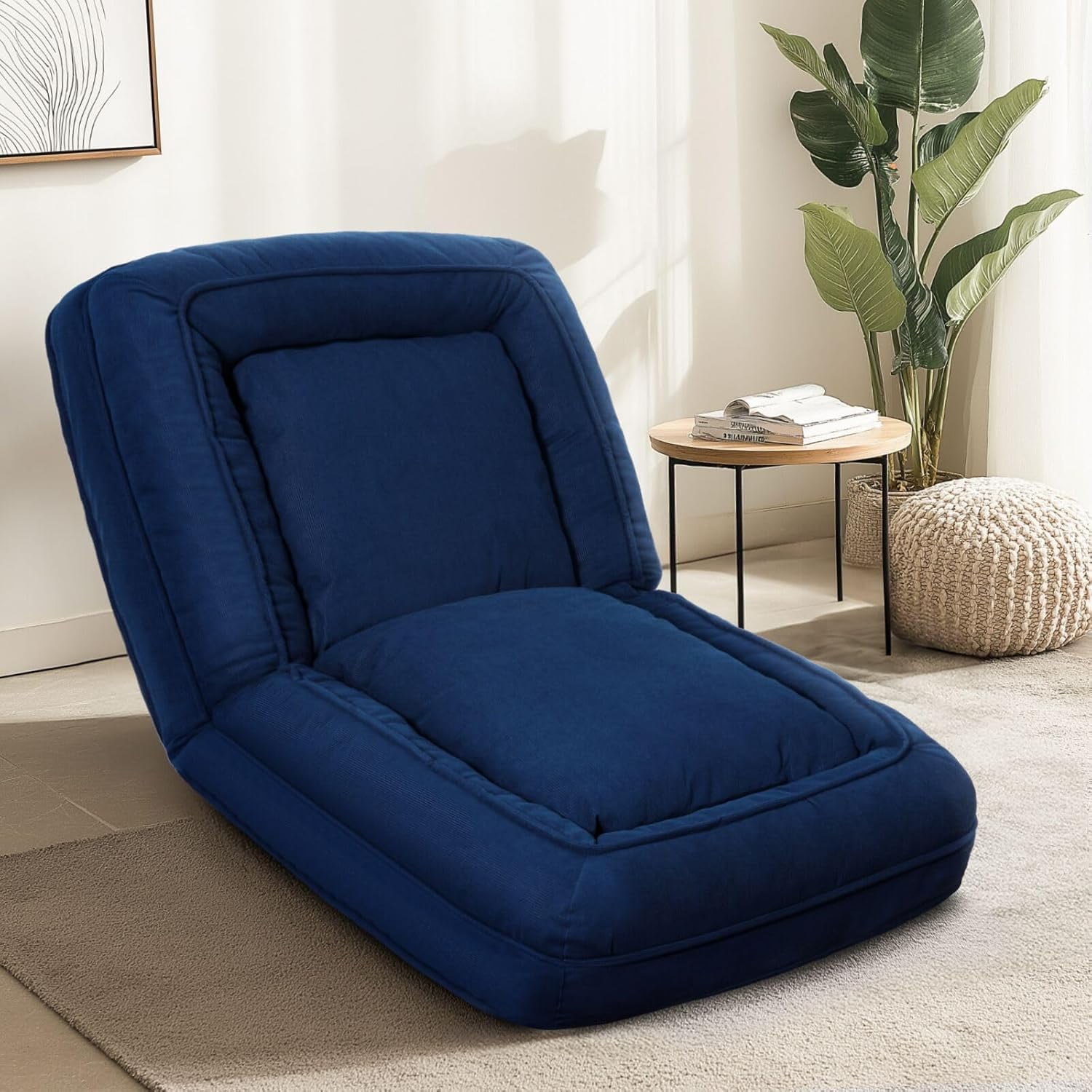 Upgraded Foldable Lazy Sofa Bed Convertible Upholstered Human Dog Bed ...