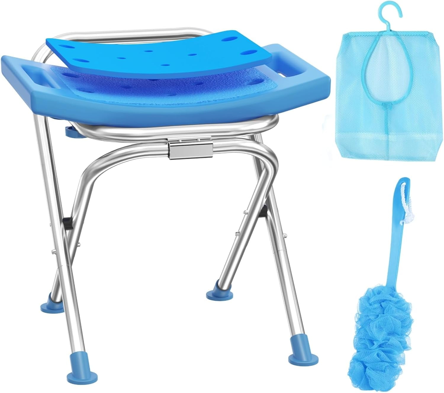 Upgraded Foldable Shower Chair, Stainless Steel Folding Shower Seat for ...