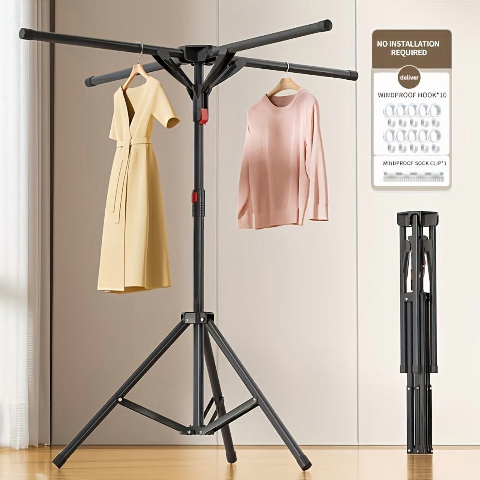Upgraded Folding Clothes Drying Rack, Space-Saving Freestanding Design ...