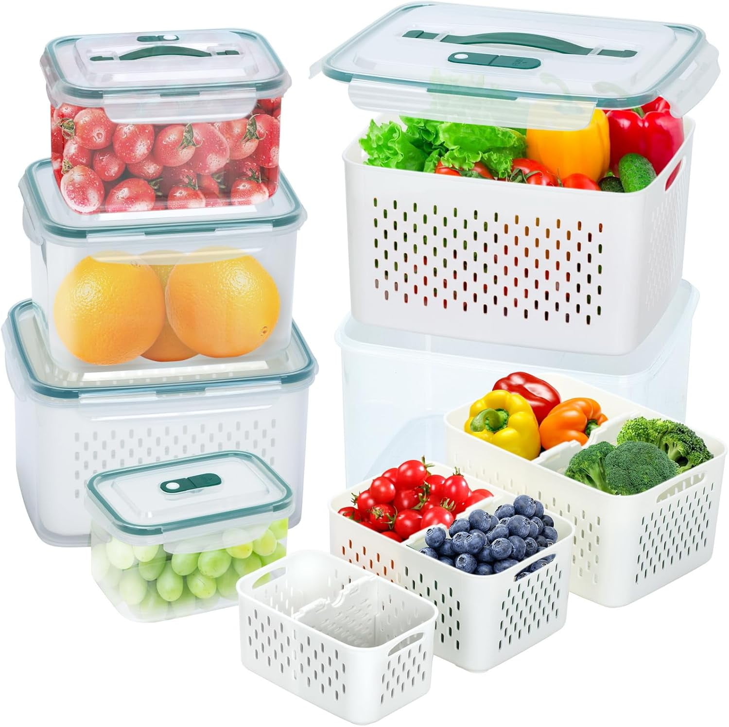 Upgraded Fresh Produce Vegetable Fruit Storage Containers，Large Fruit ...