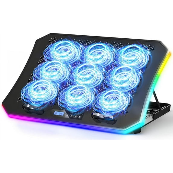 Upgraded Gaming Laptop Cooler Pad with 9 Quiet RGB Fans, Cooling Pad ...