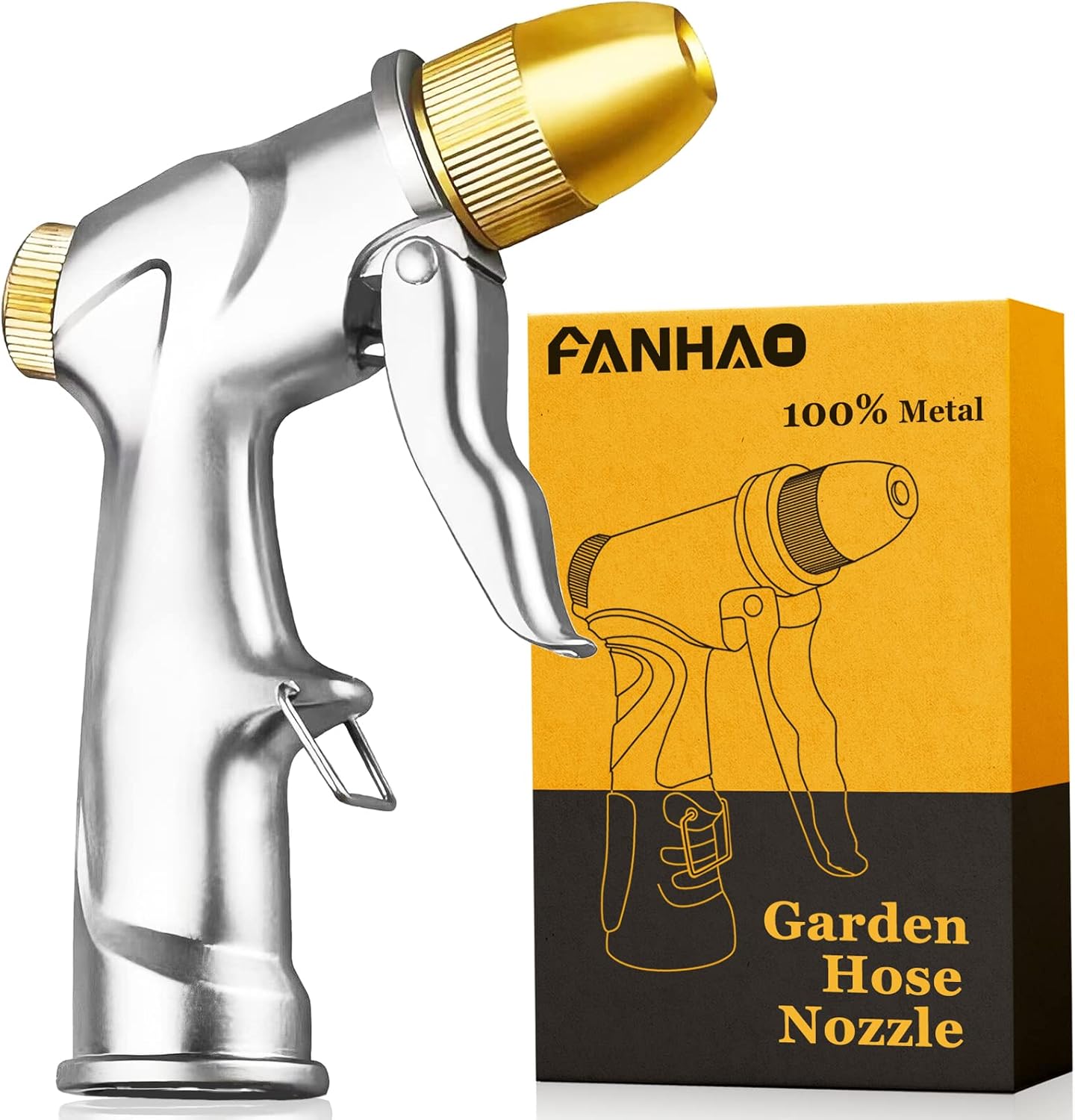 Upgraded Garden Hose Nozzle Sprayer, 100% Heavy Duty Metal Handheld ...
