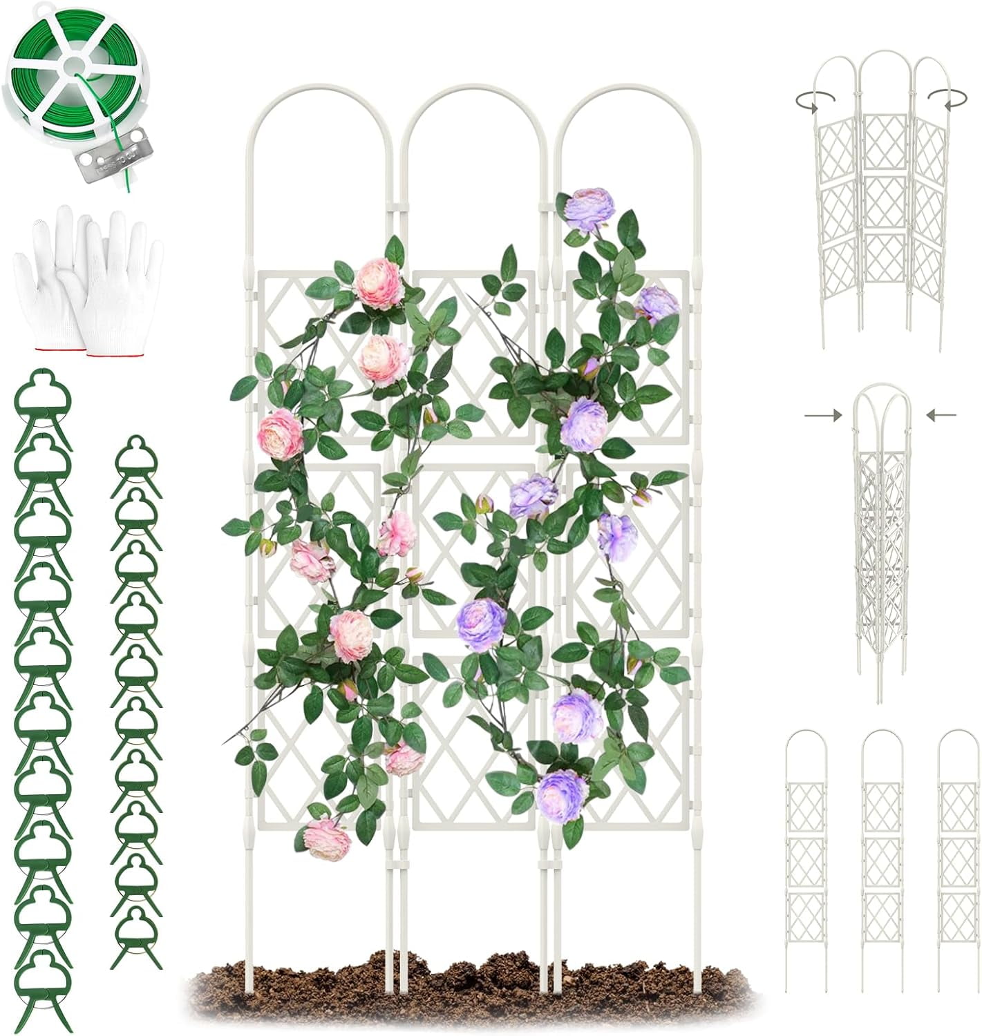 Upgraded Garden Trellis for Climbing Plants, 6.5 FT Tall PE-Coated ...