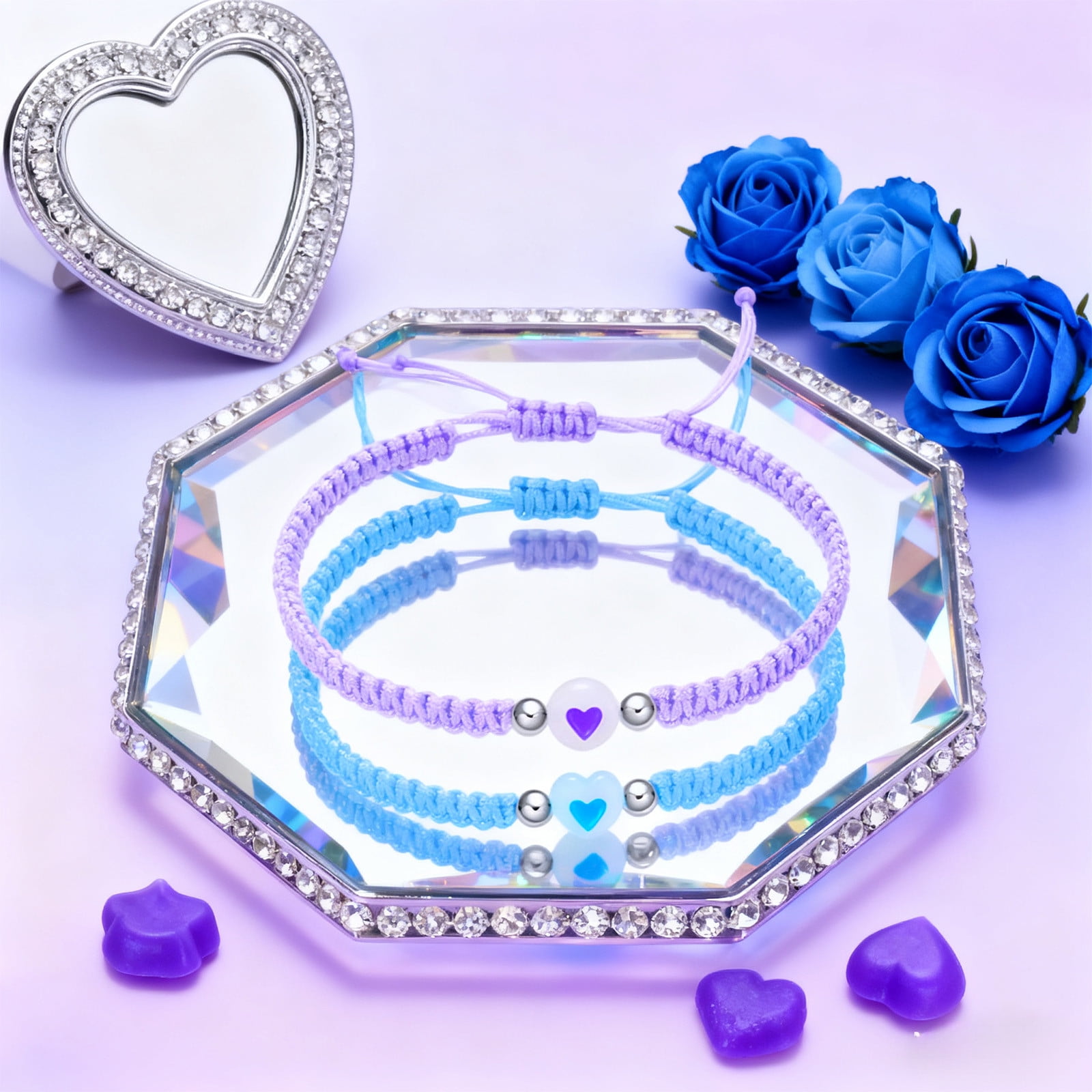 Upgraded Glow Couple Bracelet Valentine Heart Glow Handmade Bracelet ...