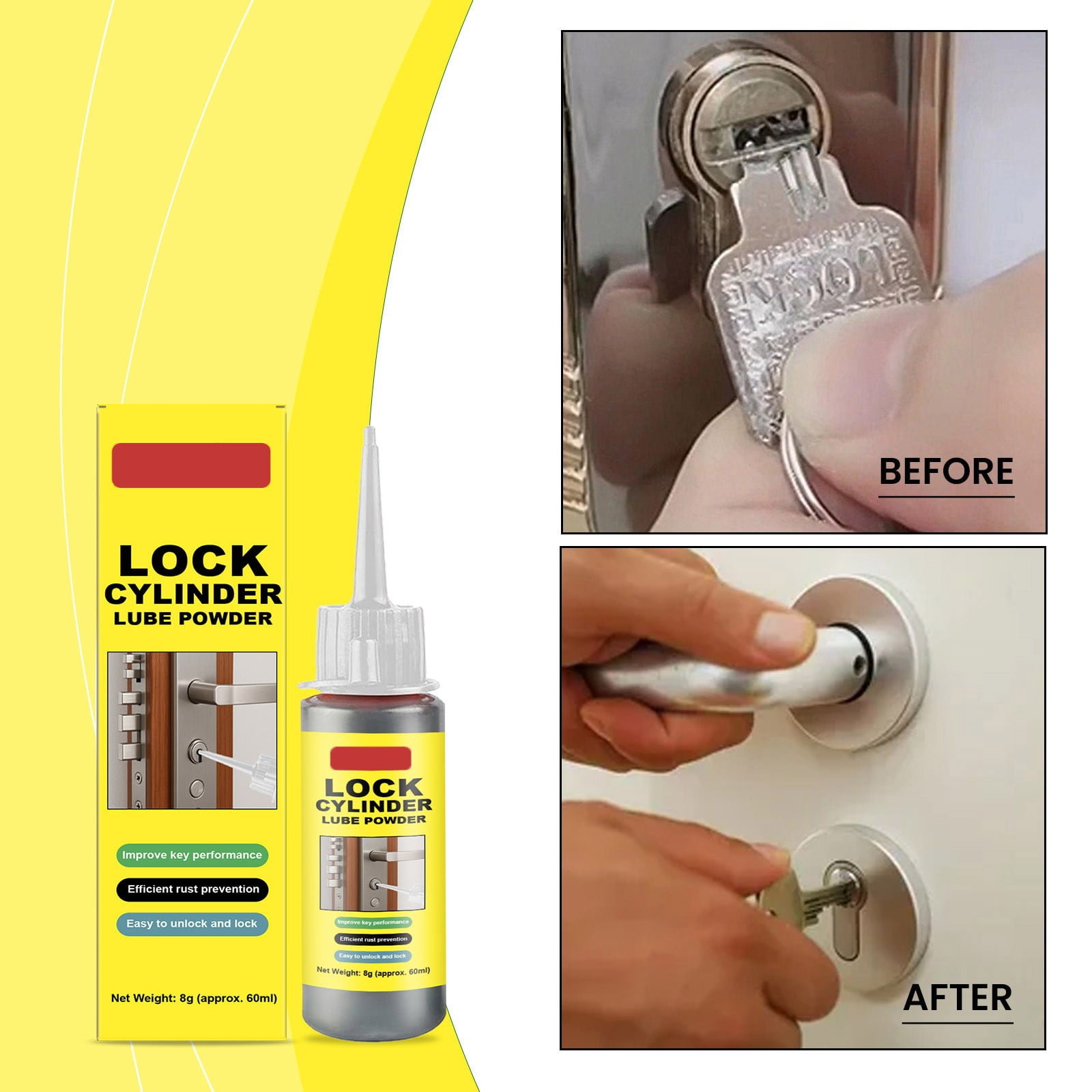 Upgraded Graphite Lock Cylinder Lubricant Spray Dry Powder Lock Key ...