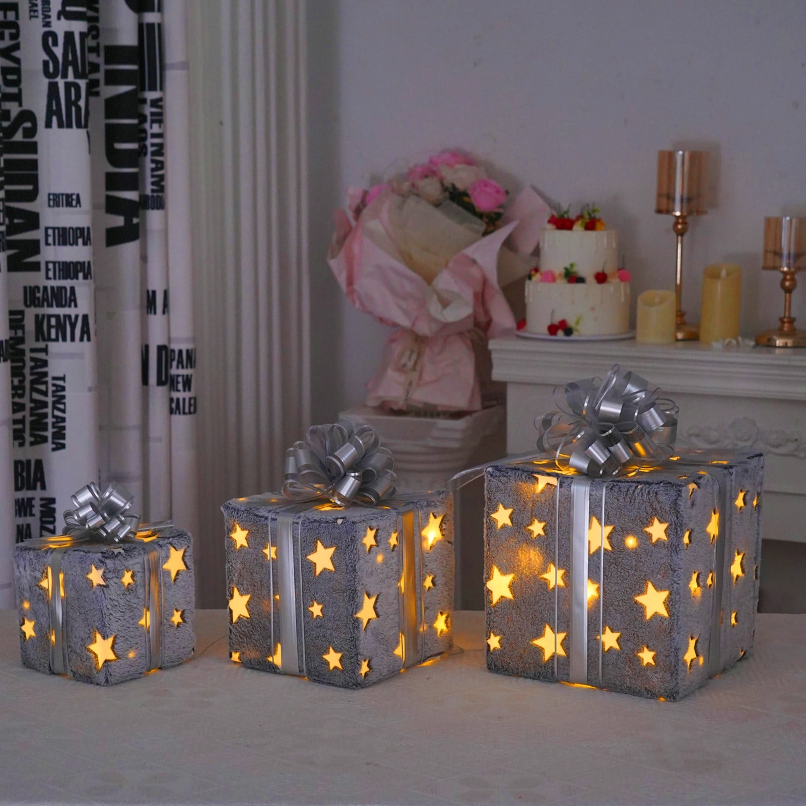 Upgraded HEROOY Christmas Light Box Remote Control Set Of 3 LED Gift ...