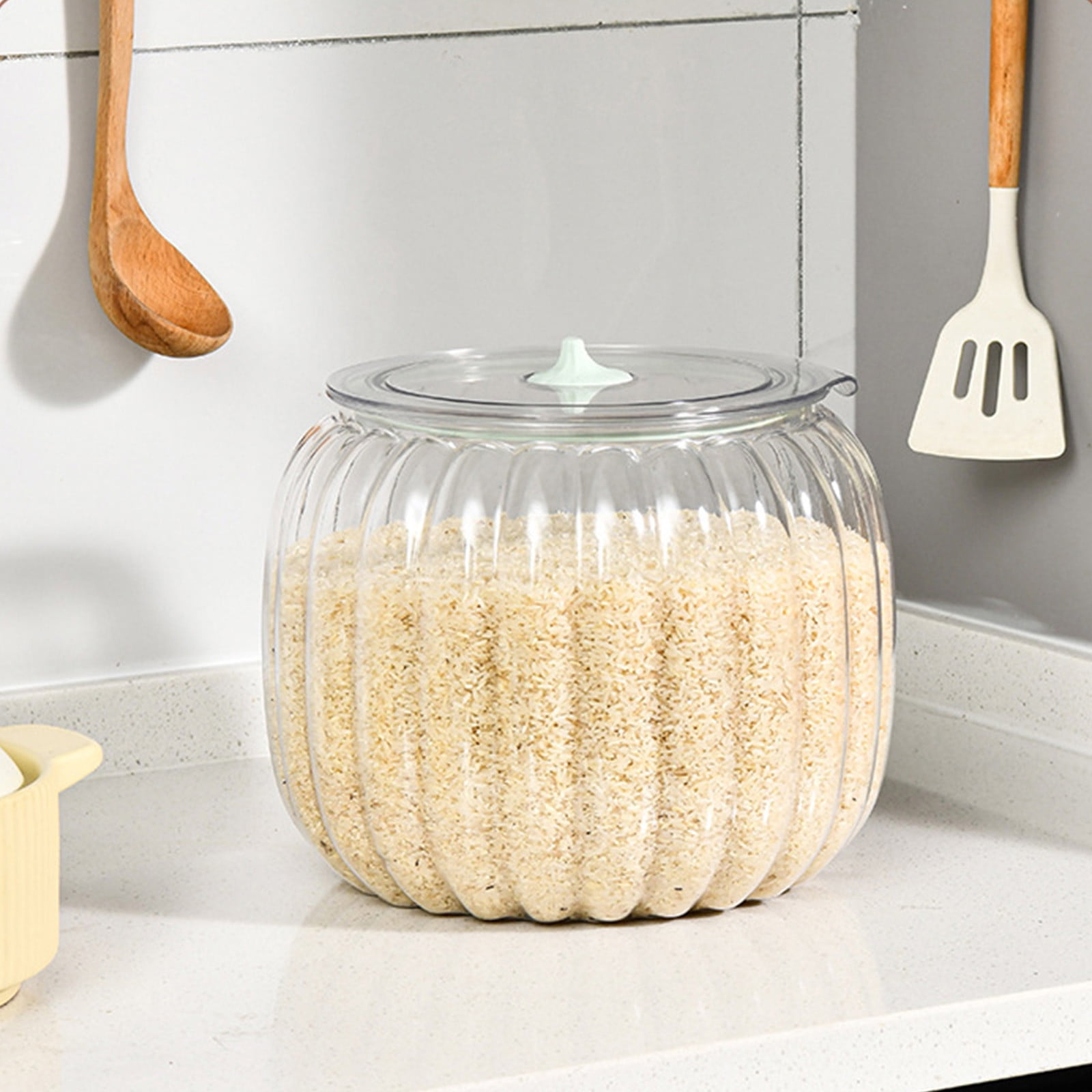 Upgraded HEROOY Plastic Transparent Sealed Jar Kitchen Rice Bucket Rice ...