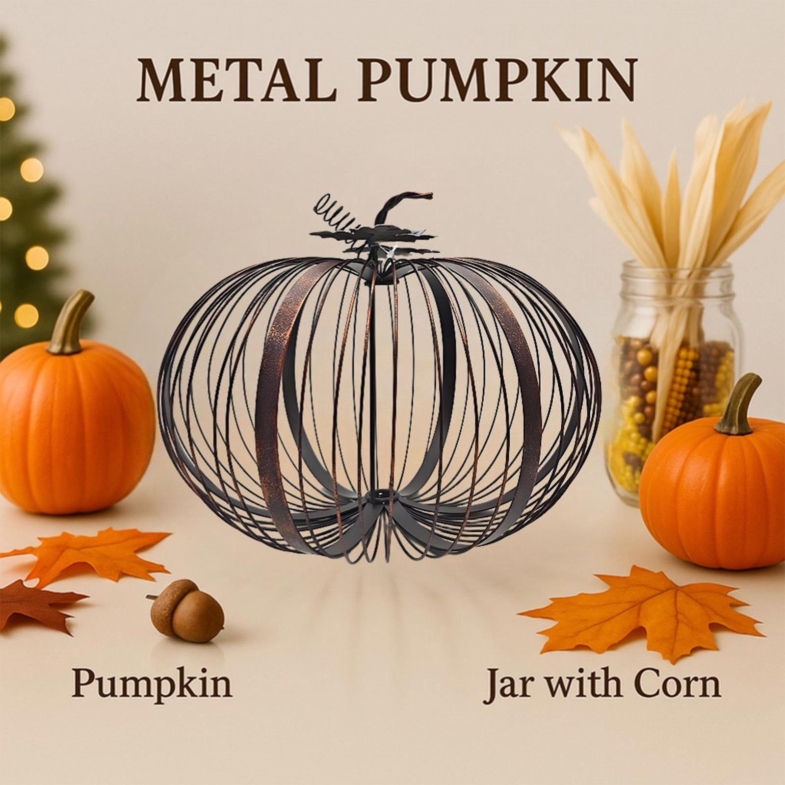 Upgraded HEROOY Thanksgiving Halloween Metal Pumpkin Decorative Iron ...