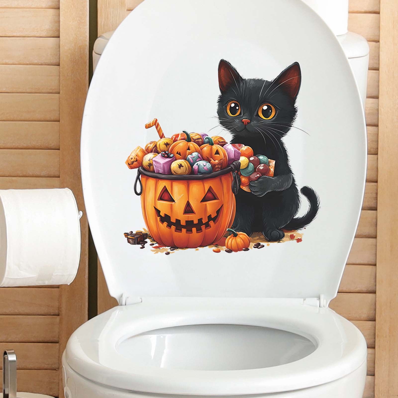 Upgraded Halloween Toilet Seat Sticker, Waterproof Toilet Lid Decals Horrible Wall Stickers DIY ...