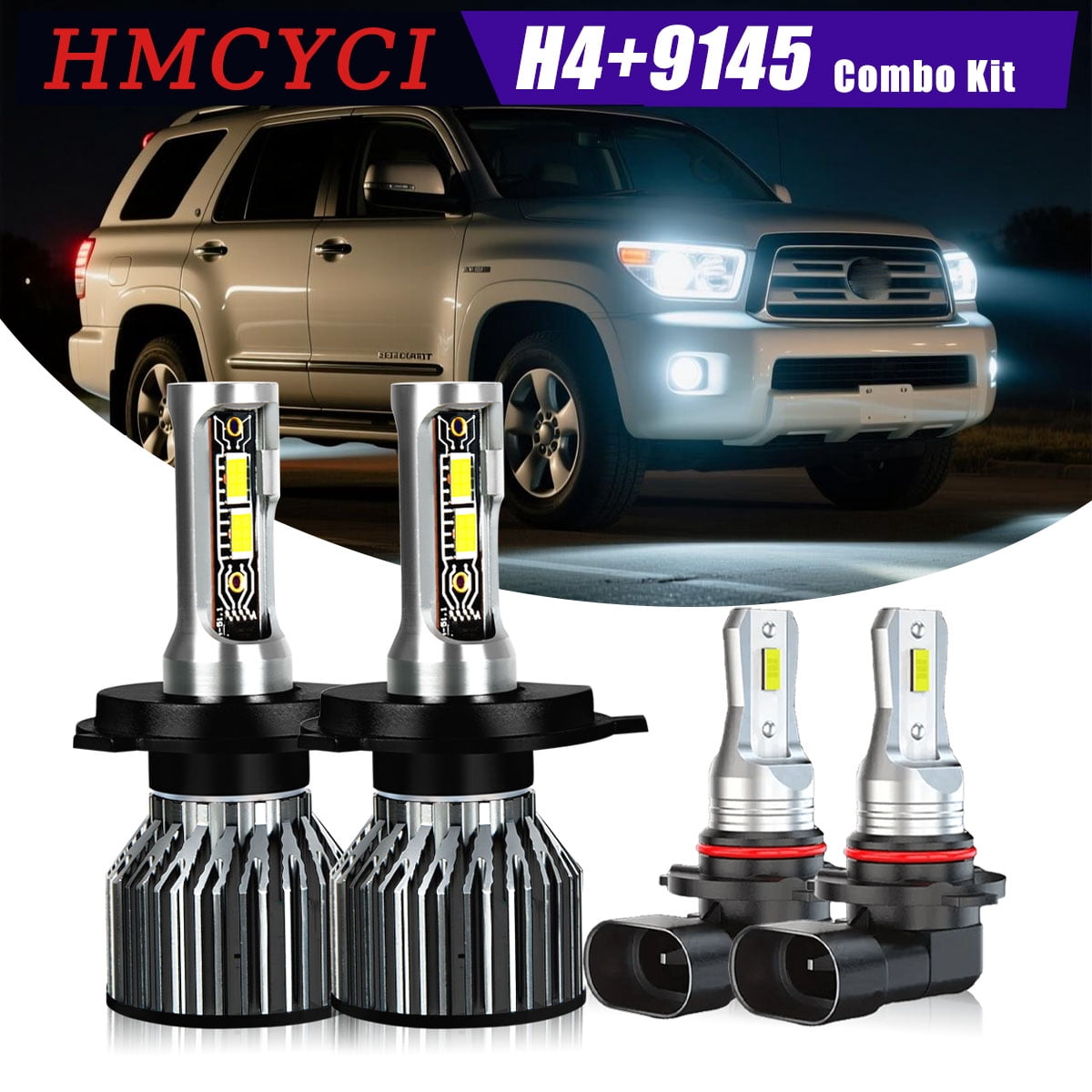 Upgraded Halogen Headlight Bulbs For Toyota Sequoia 2001-2007,High Low ...