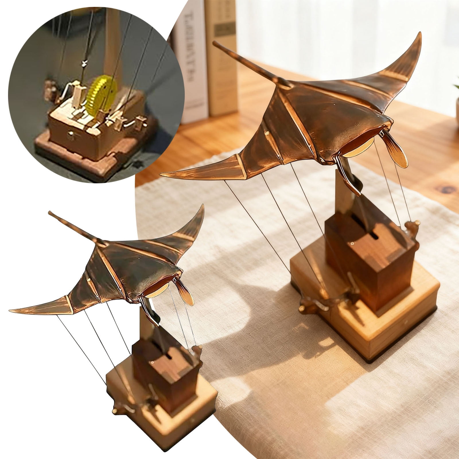 Upgraded Handmade Wooden Electric Manta Ray Ornament, New Artisan ...