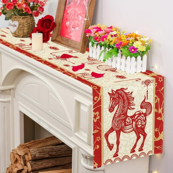 Upgraded Happy Chinese News Year 2026 Table Runner Perfects For Chinese ...