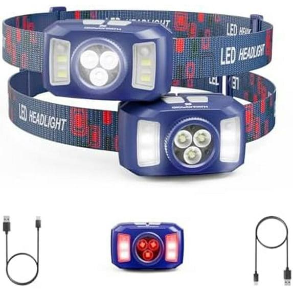 Upgraded Headlamp Rechargeable, Ultra Bright Headlight Flashlight with ...