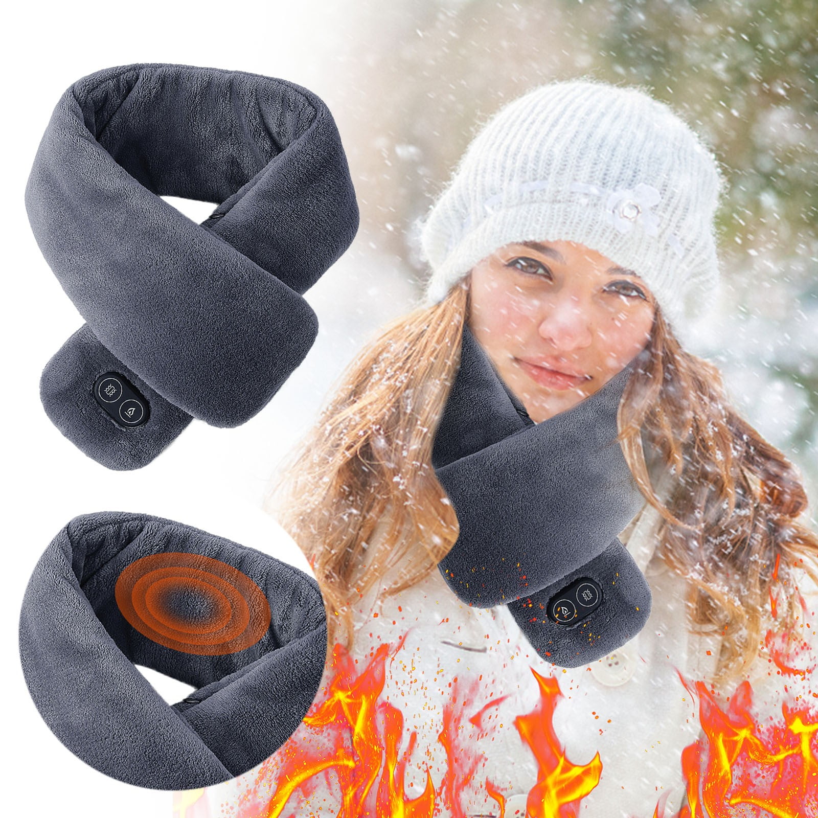 Upgraded Heated Scarf With Massage Function USB Heat Shawl Electric ...