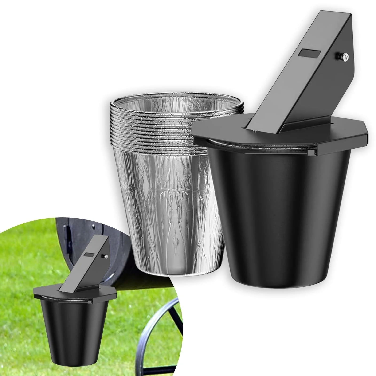 Upgraded Heavy Duty Pellet Grill Grease Bucket with Silicone Lid, Heat ...