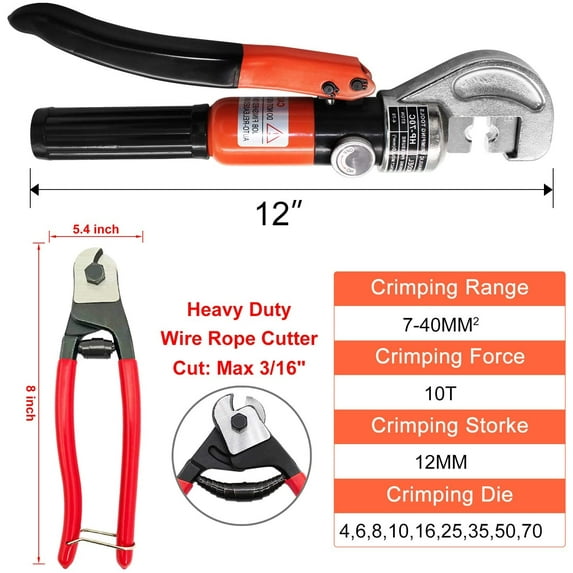 Upgraded Hydraulic Crimping Tool/Hydraulic Crimper for 1/8" 5/32" 3/16 ...
