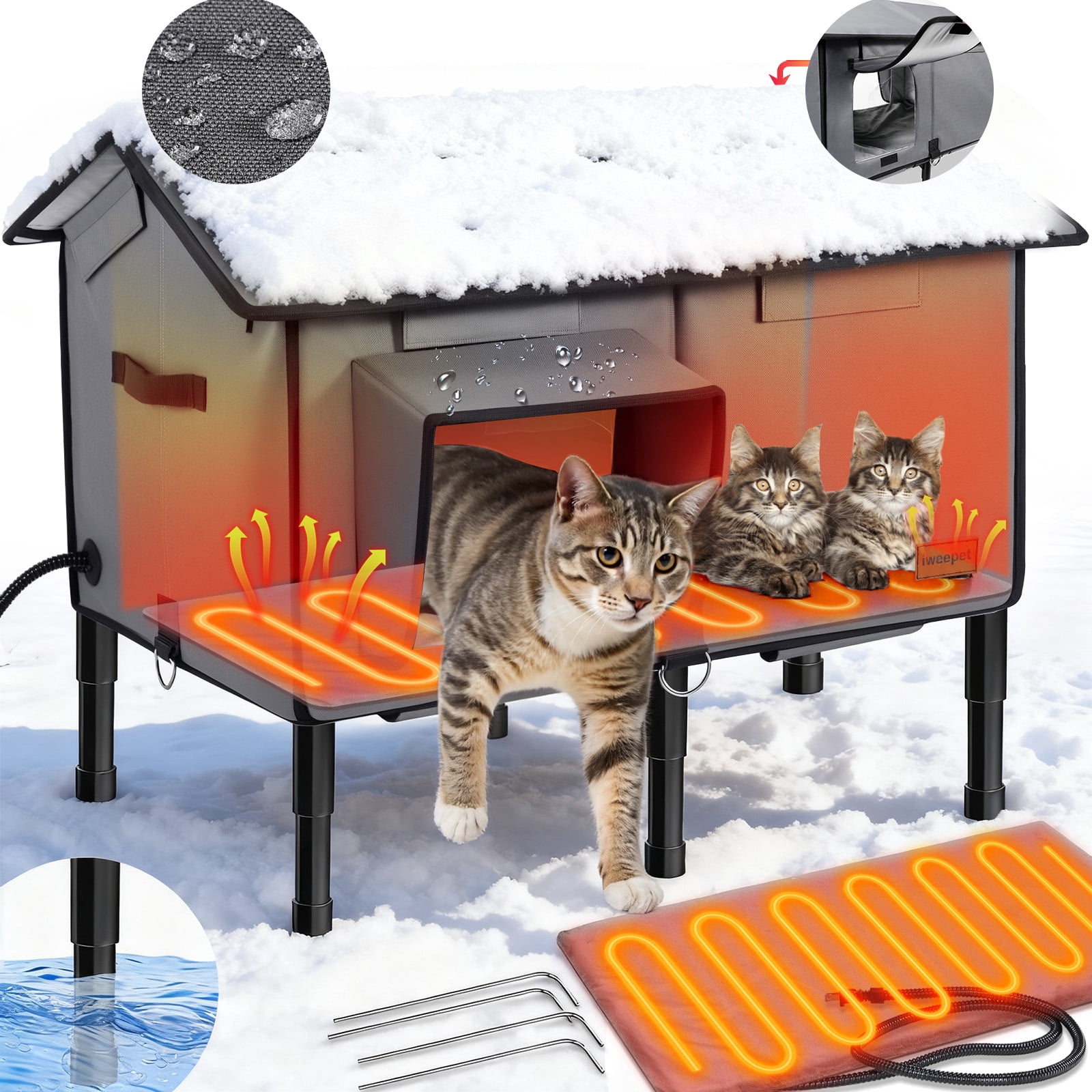Upgraded Indestructible Cat House for Outdoor Cat in Winter with Safe ...