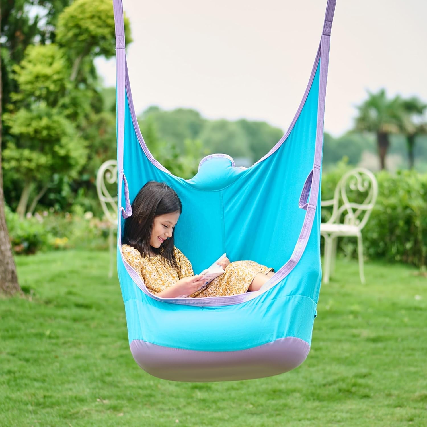 Upgraded Kids Hanging Pod Swing Chair with Inflatable Cushion, Child ...