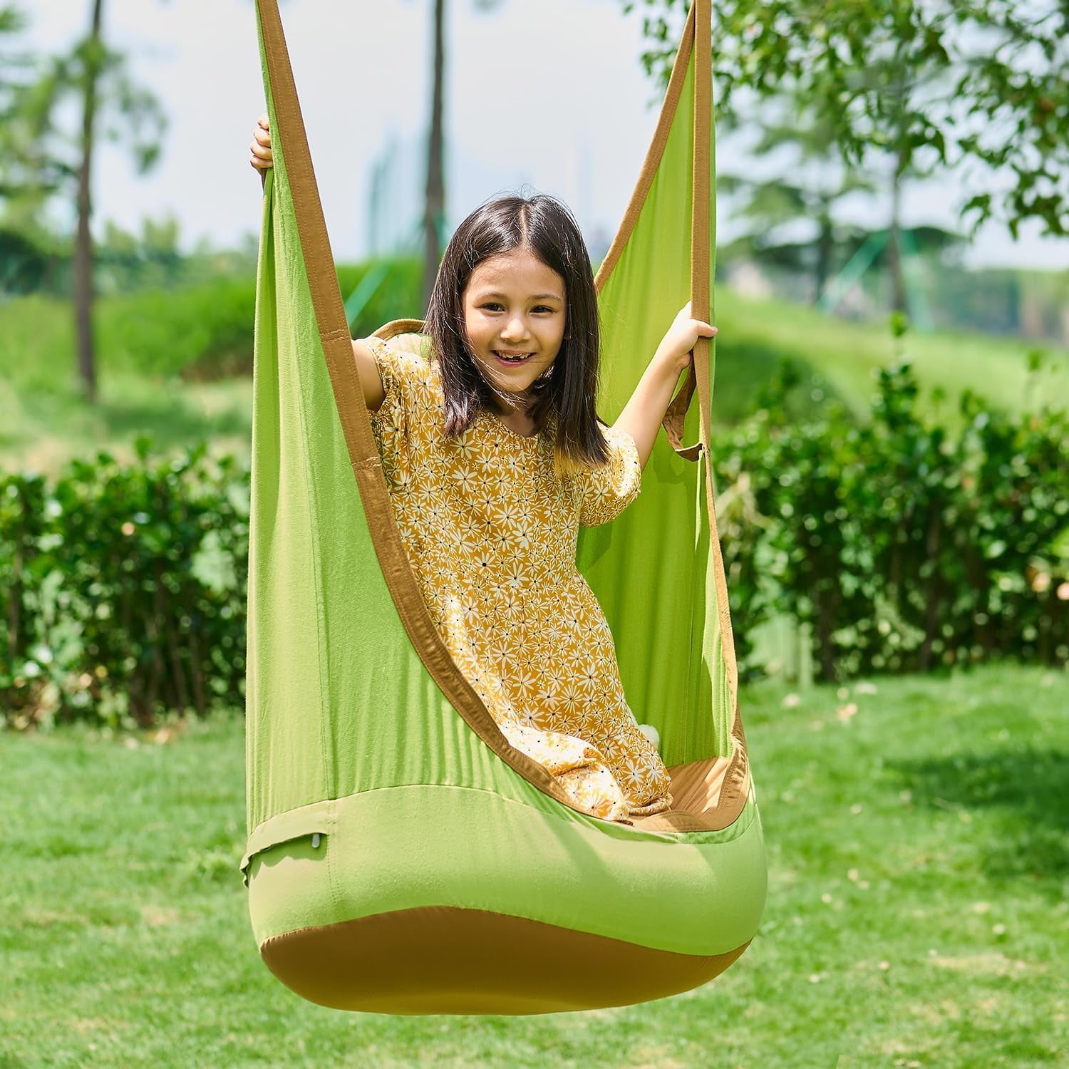 Upgraded Kids Hanging Pod Swing Chair with Inflatable Cushion, Child ...