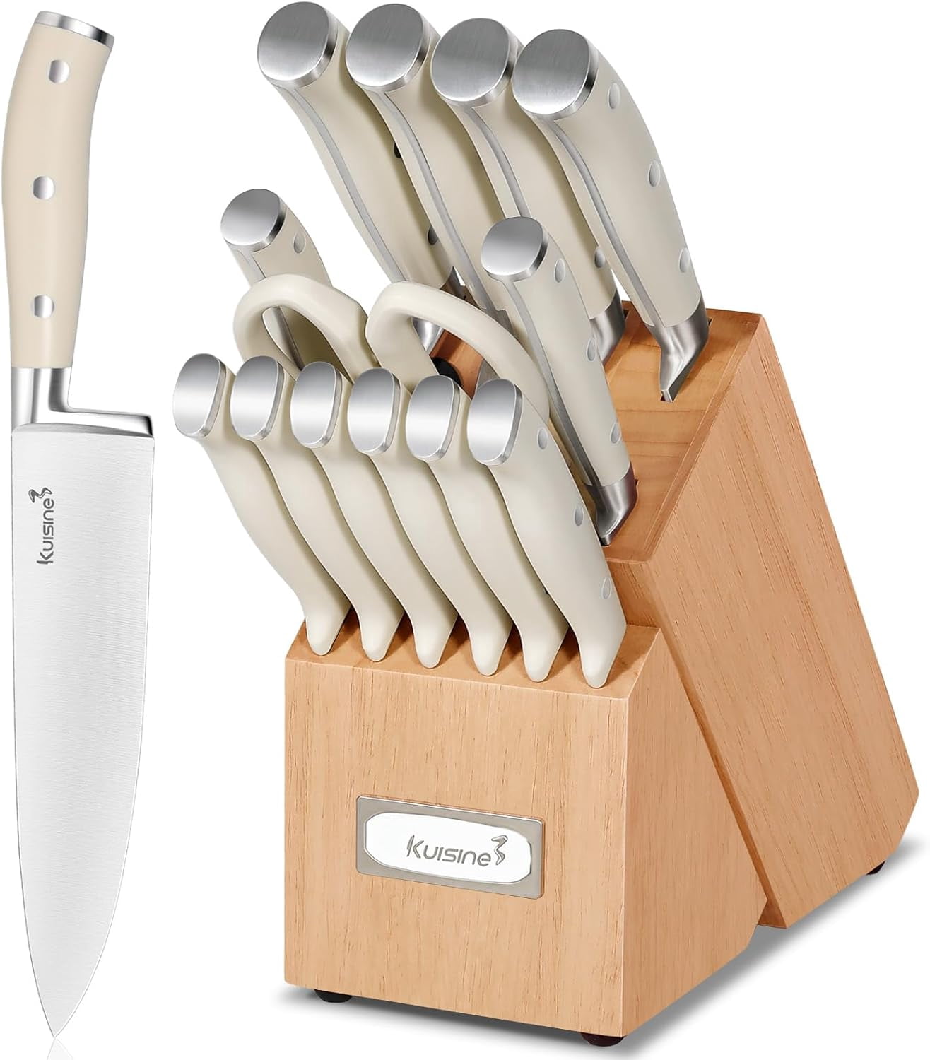 Upgraded Knife Set High Carbon Stainless Steel Sharper Blade Ergonomic ...
